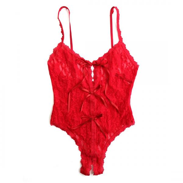 Signature Lace Open Teddy - Red - – BB Store